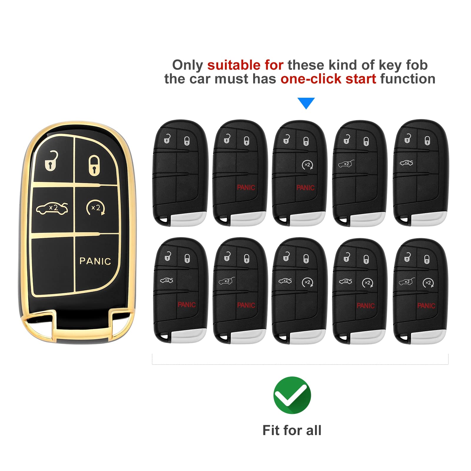Compatible with Jeep Grand Cherokee Key Fob Cover, 3 4 5 Buttons Protector for Jeep Key Cover with Key Fob Keychain, Fit for Jeep Compass Renegade Cherokee (Jep-W)