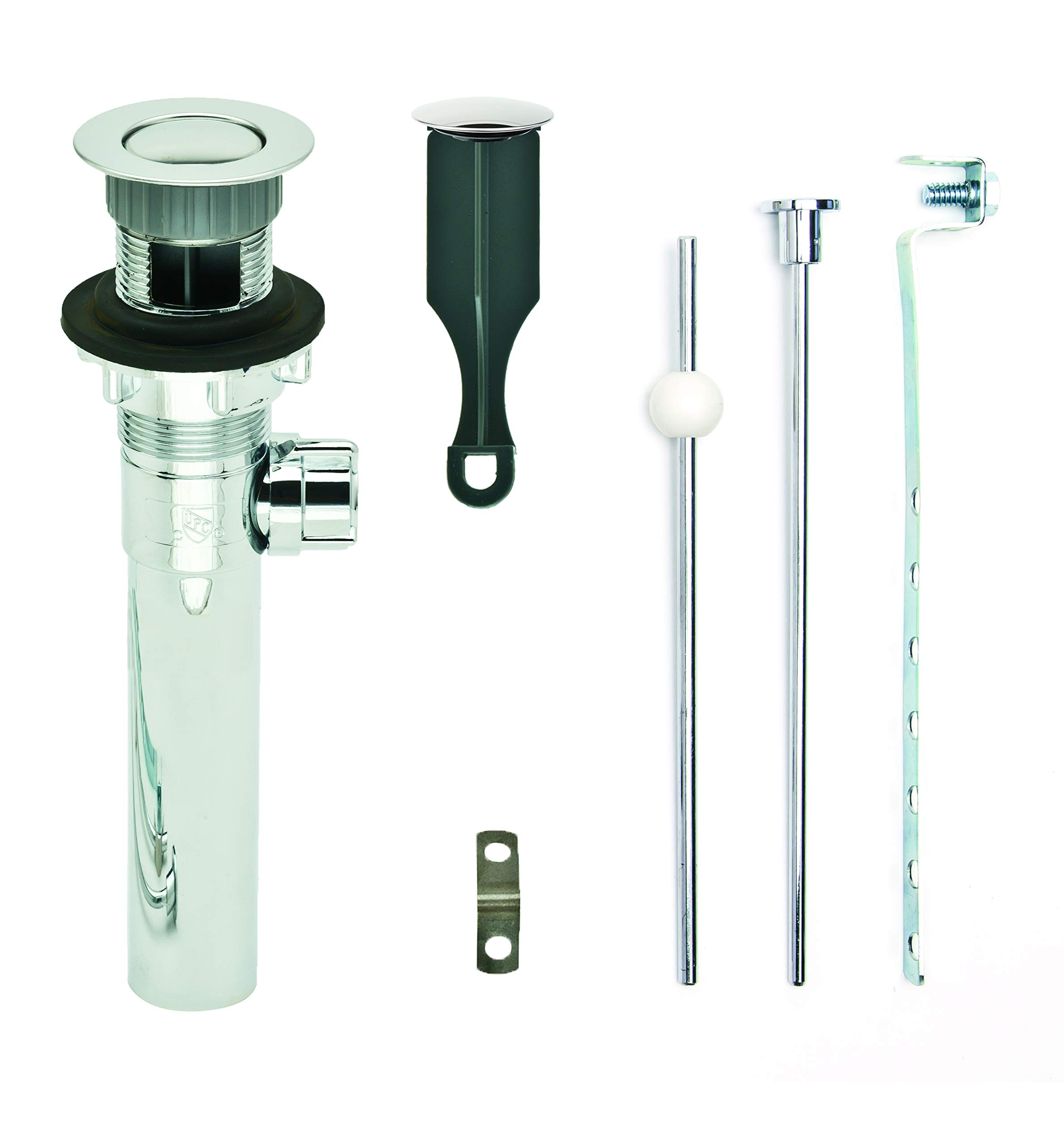 PF WaterWorks PF0730-CH-CH, Chrome Plated ABS Body Bathroom Sink/Lavatory Pop-Up Drain with Ball Lift Rod | With Overflow | CUPC Listed