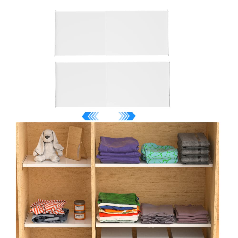 MIYUPTC Adjustable Closet Storage Shelves, Heavy Duty Expandable Wardrobe Shelves Organizer System for Closet Cabinet Wardrobe Cupboard Bedroom Garage 2 Pack (L:16.9'' to 31.5"; W:11.8'')