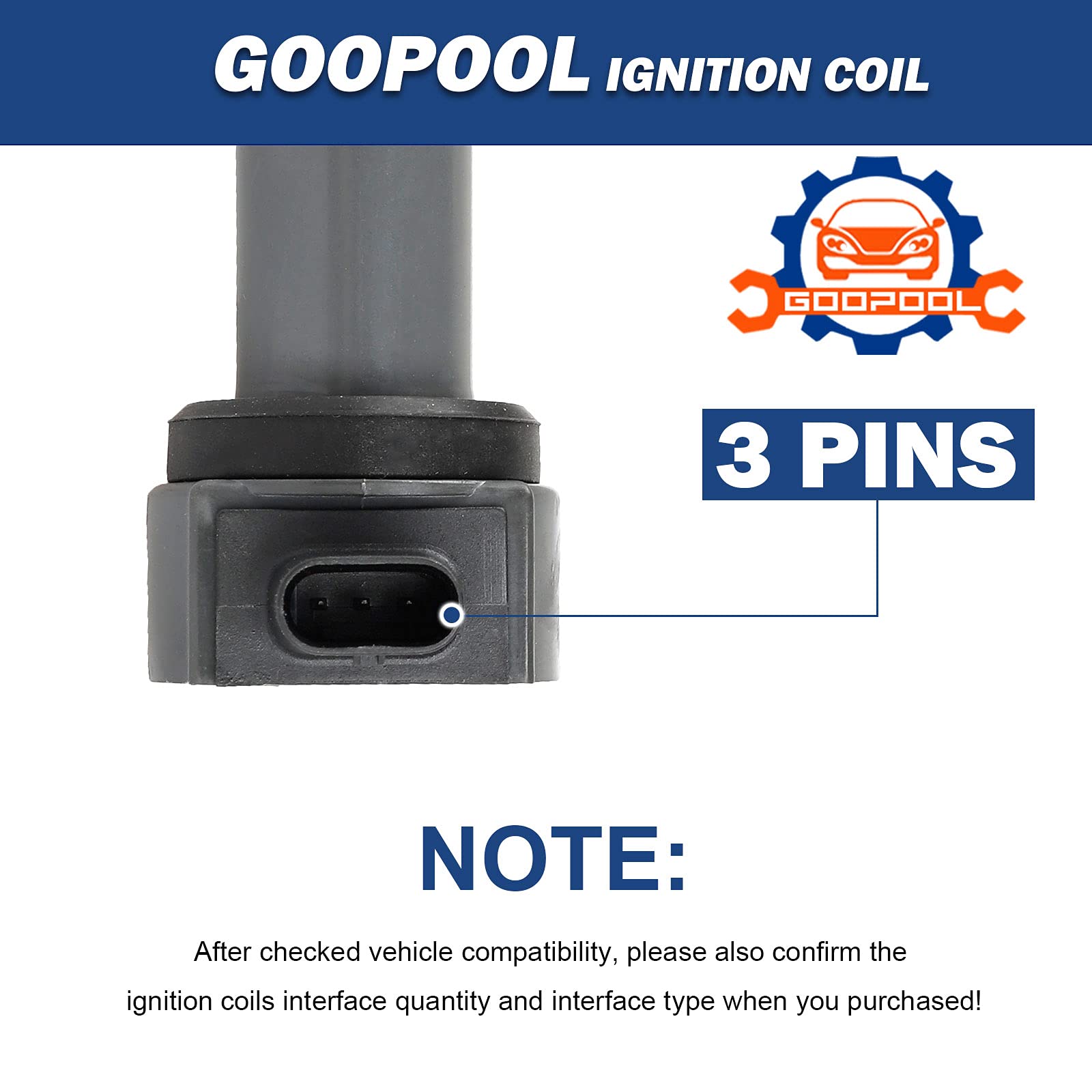 4606824AB Ignition Coils for 1.8L 2.0L 2.4L Dodge & Jeep, Avenger Caliber Journey, Compass Patriot, Chrysler 200 Sebring, Replaces UF557, C1587, 5C1644, C-1587, GN10346 4 packs
