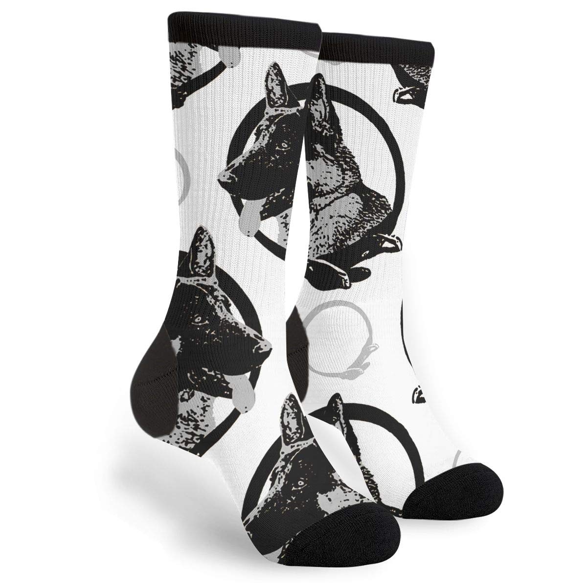 Packsjap German Shepherd Dog Portraits Men & Women Casual Cool Cute Crazy Funny Athletic Sport Colorful Fancy Novelty Graphic Crew Tube Socks