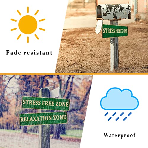 KIOZIY Tin Sign Stress Free Zone Rustic Lake Beach House Cottage Cabin Metal Signs 4" x 16"