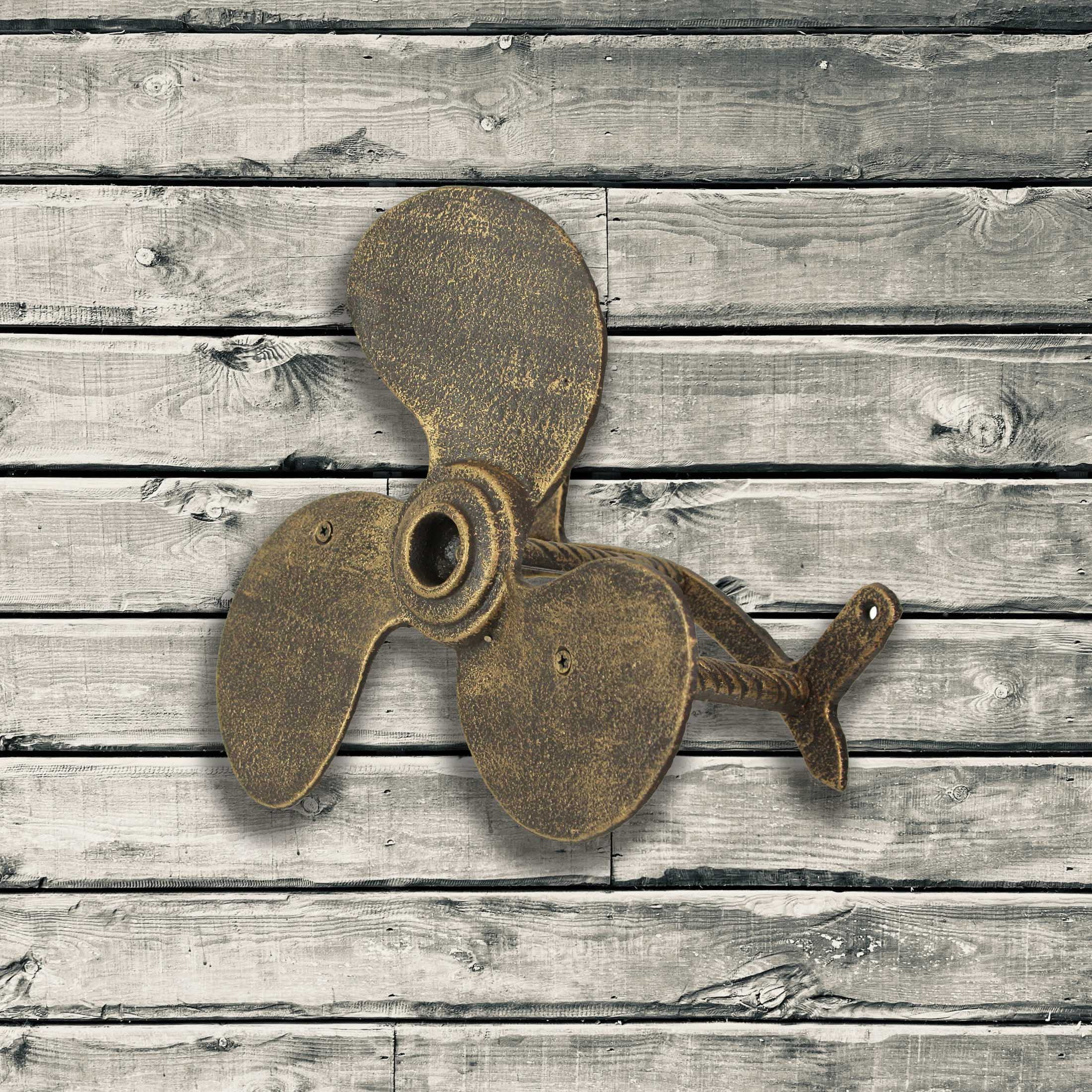 Bronze Finish Cast Iron Boat Propeller Wall-Mounted Decorative Garden Hose Hanger Holder - Nautical Outdoor Decor to Add Maritime Charm to Your Garden
