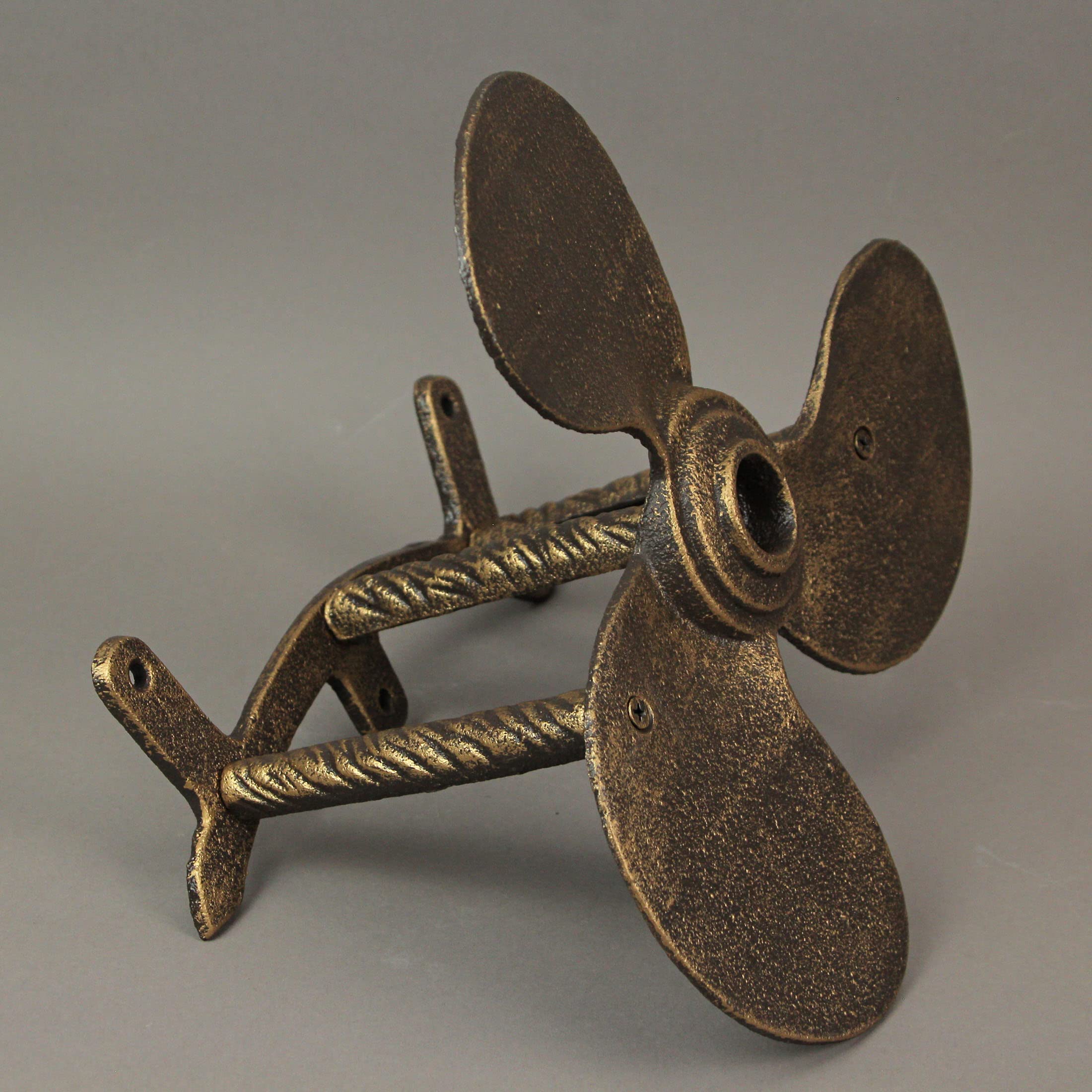 Bronze Finish Cast Iron Boat Propeller Wall-Mounted Decorative Garden Hose Hanger Holder - Nautical Outdoor Decor to Add Maritime Charm to Your Garden