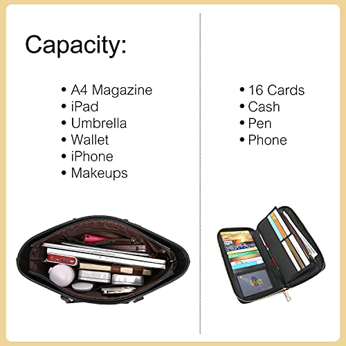 LOVEVOOK Purses and Wallet Set for Women, Work Tote Purse Shoulder Bag, Fashion Handbags with Matching Wallets Set 2 Pcs