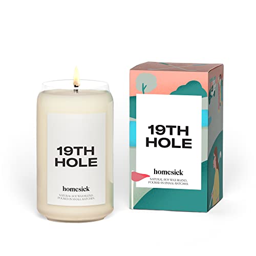 Homesick Premium Scented Candle, 19th Hole - Scents of Sand Dunes, Golden Hops, Amber, 13.75 oz, 60-80 Hour Burn, Gifts, Soy Blend Candle Home Decor, Relaxing Aromatherapy Candle