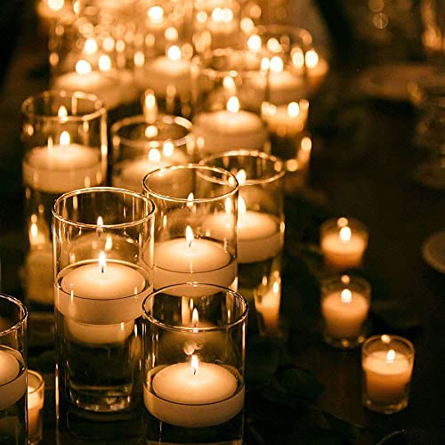 Floating Candles 2” 6 Hour White Unscented Dripless Wax Discs, Floating Candles for centerpieces, Cylinder Vases, Wedding, Party, Pool, Holiday
