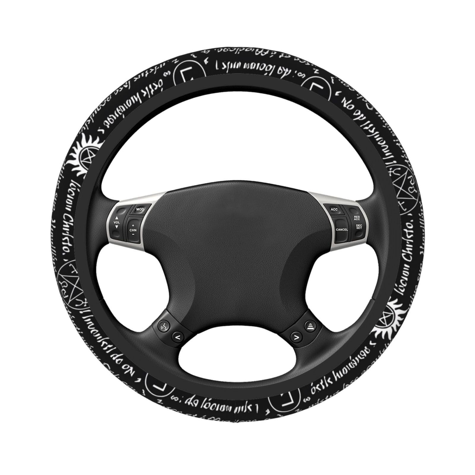 Supernatural Printed Car Steering Wheel Cover Anti-Slip Steering Wheel Protector Elastic Decoration Protector for Woman Man Car Accessories for Most Cars