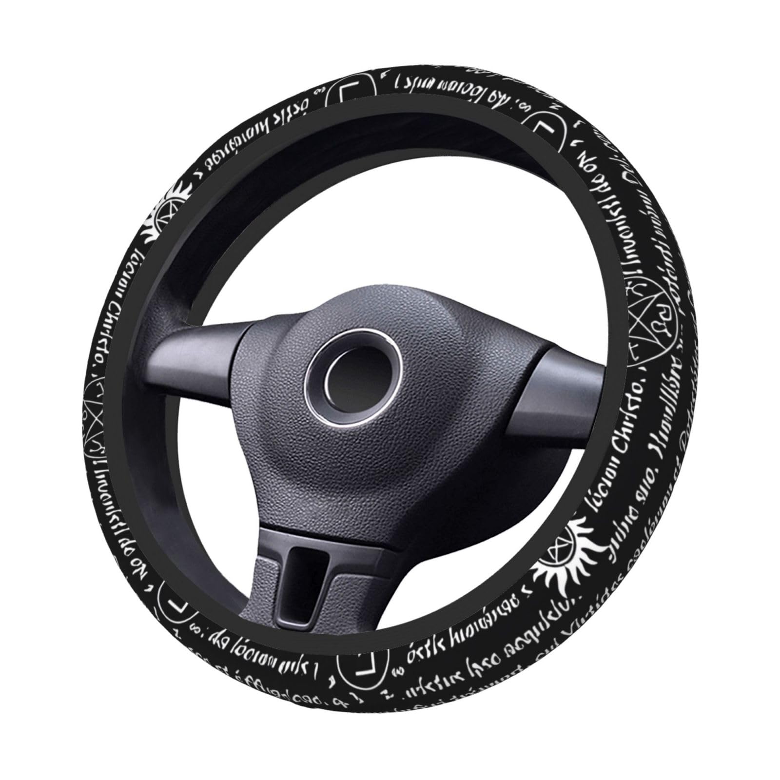 Supernatural Printed Car Steering Wheel Cover Anti-Slip Steering Wheel Protector Elastic Decoration Protector for Woman Man Car Accessories for Most Cars