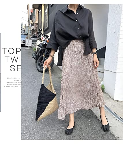 LOE JHCY Straw Bag Large Capacity Raffia Straw Handbags for Women Summer Beach Handmade Weaving Crossbody Bag for Outdoor Vacation