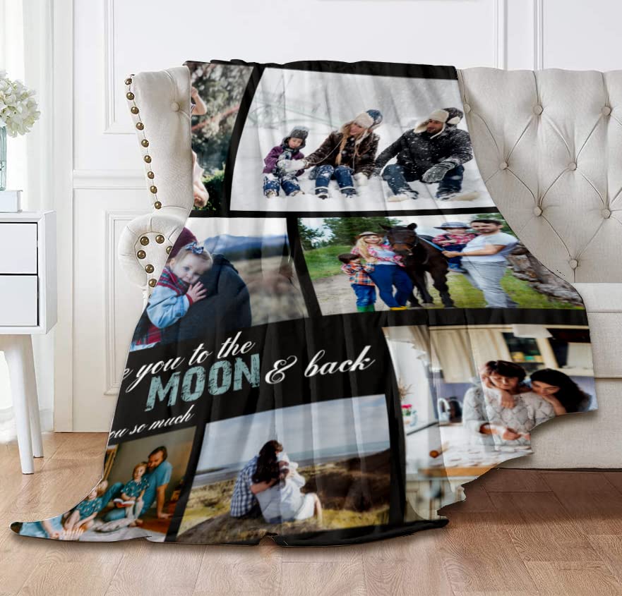 Launchigo Customized Photo Blanket - Collage Blanket with Text. Make Your Own Fleece Throw Blanket. Gift for Anniversary, Thanksgiving, Birthday & Christmas. (Photo Blanket 22, 50"X60")