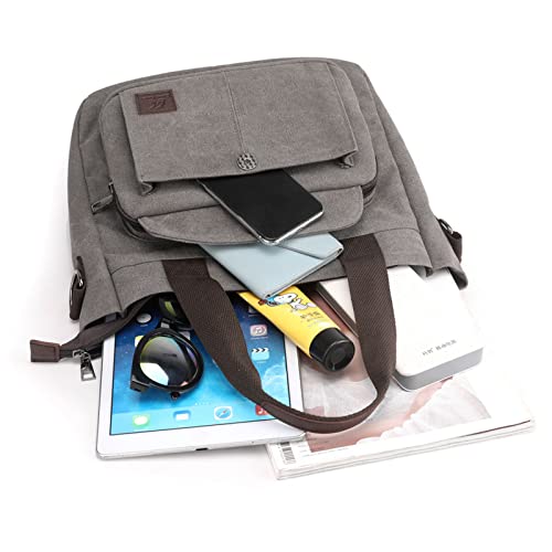 Ashioup Women's Canvas Tote Purse Shoulder Bag Retro Handbag Crossbody Bag Multi-pocket Top Handle Work Bag