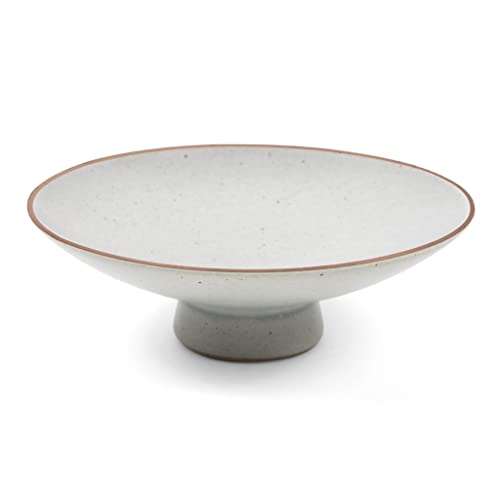 Decoretelle 7.5 Inch Round Shallow Matte Cream Rustic Porcelain Ceramic Key Bowl Or Key Holder For Entryway Table, Jewelry Holder, Ring Holder Or Decorative Bowl For Home Decor