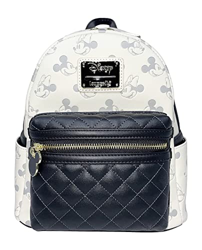 Loungefly Disney Mickey and Minnie Mouse Allover Debossed Womens Double Strap Shoulder Bag Purse