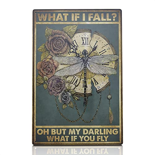 What If You Fly Home Wall Decor Metal Wall Art Fall Decor Aluminum Tin Signs for Home Decor Vintage Wall Decor Fall Sign for Home Decor Tin Sign Vintage Posters Coffee Bar Sign Funky Decor 8x12 Inch