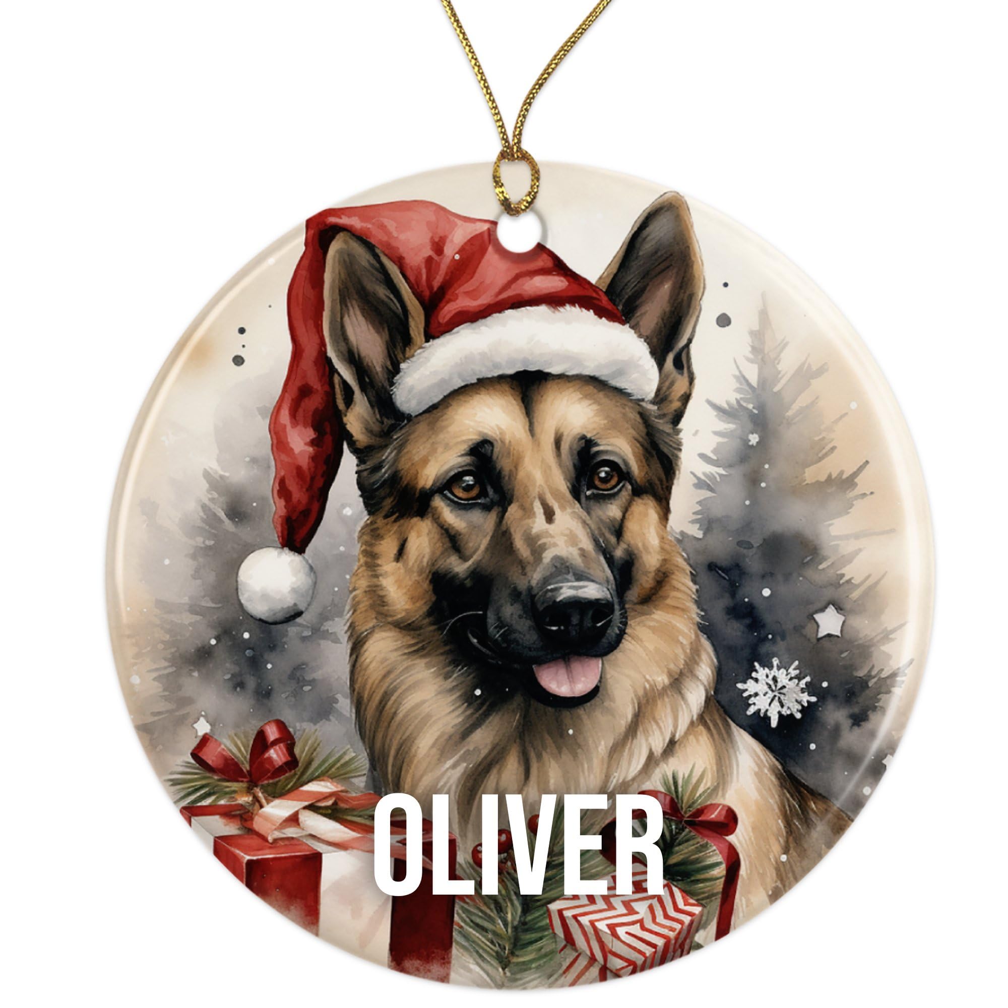 German Shepherd Personalized Dog Ornament - Pet Ornament for Christmas Tree - 3" Round Ceramic - Printed in USA - Choose from 200 Breeds - Dog Mom - Dog Dad - Xmas Decoration DOG0101