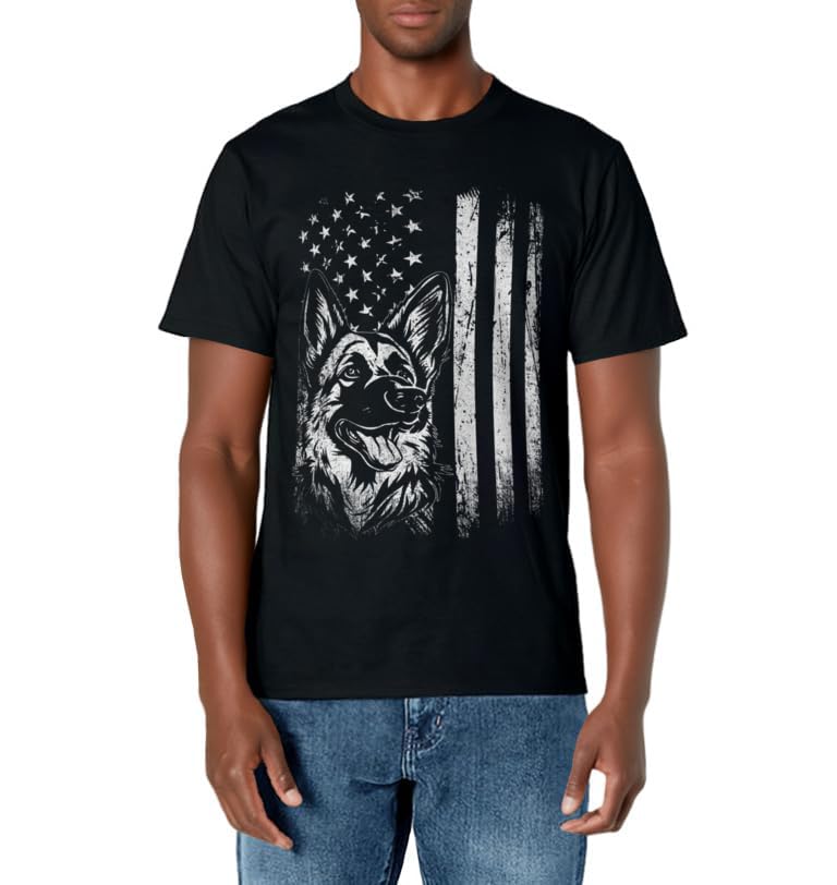Patriotic German Shepherd - Dog Lover 4th Of July Pet Owner T-Shirt