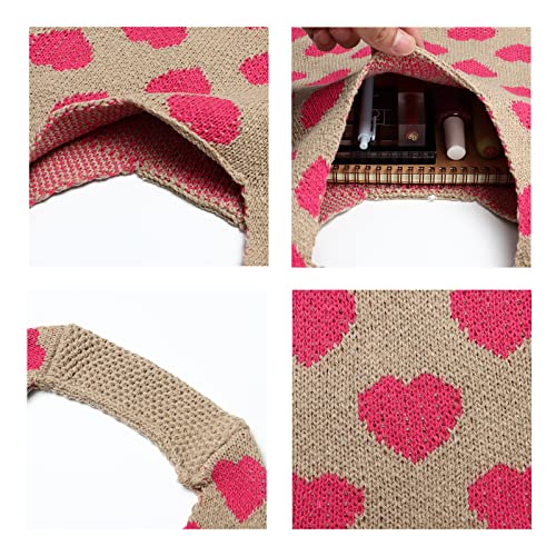 Ovida Shoulder Bag for Women Clutch Tote Handbag Purse Crocheted Bags Y2k Aesthetic Bag(Khaki)