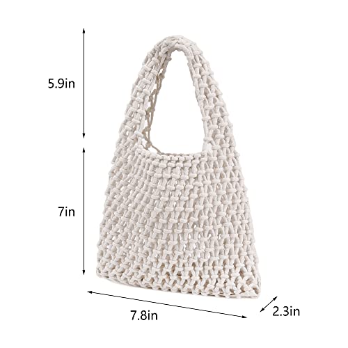 Naimo Straw Beach Bag Large Woven Rattan Shoulder Bag Fishing Net Handbag Cotton Rope Tote Summer Crochet Hobo Bag