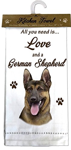 E&S Pets German Shepherd Kitchen Towels, Off-white Small
