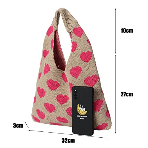Ovida Shoulder Bag for Women Clutch Tote Handbag Purse Crocheted Bags Y2k Aesthetic Bag(Khaki)