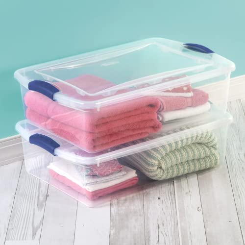 32 Qt. Latch Box Plastic, Stadium Blue, Set of 6 ,QH 239 (Blue, Count:6)
