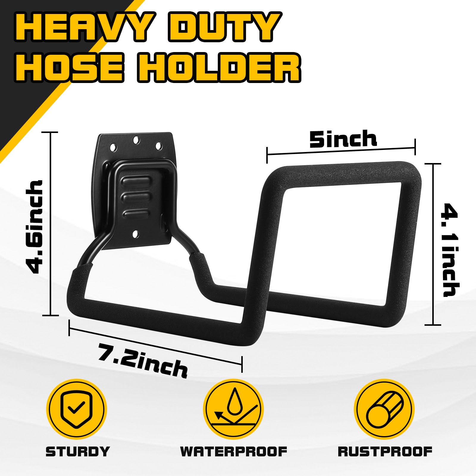 QMSK Water Garden Hose Holder, Metal Wall Mounted Water Hose Reel for Outside, Durable Hook Stand for Garden Hose Storage, Water Hose, Extension Cords, Flexable Hose Use (2Pack)