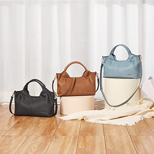 BOSTANTEN Genuine Leather Purses for Women Designer Handbags Crossbody Shoulder Bags Top Handle Satchel Brown
