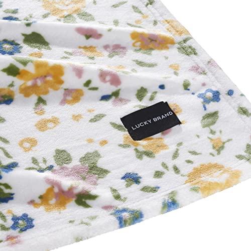 Lucky Brand Oversized Super Plush Microfiber Throw Blanket in Printed Rosy Ditsy, 50in x 70in