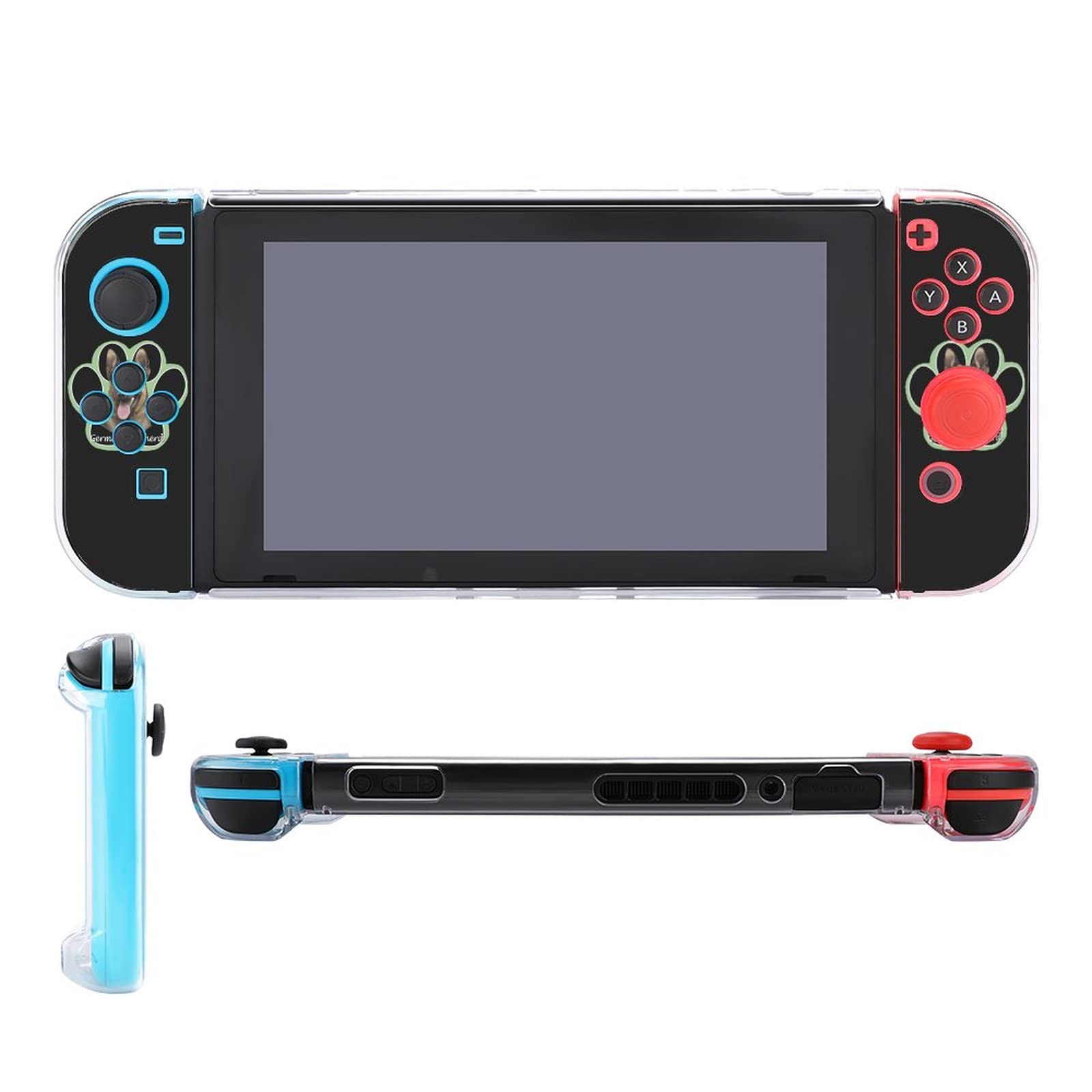 German Shepherd Dog Paw Protective Clear Case for Switch Game Controller Grip Cover Cute Printed
