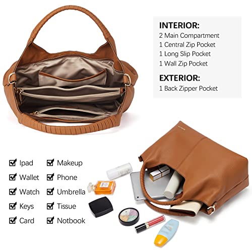 BOSTANTEN Genuine Leather Purses for Women Designer Handbags Crossbody Shoulder Bags Top Handle Satchel Brown