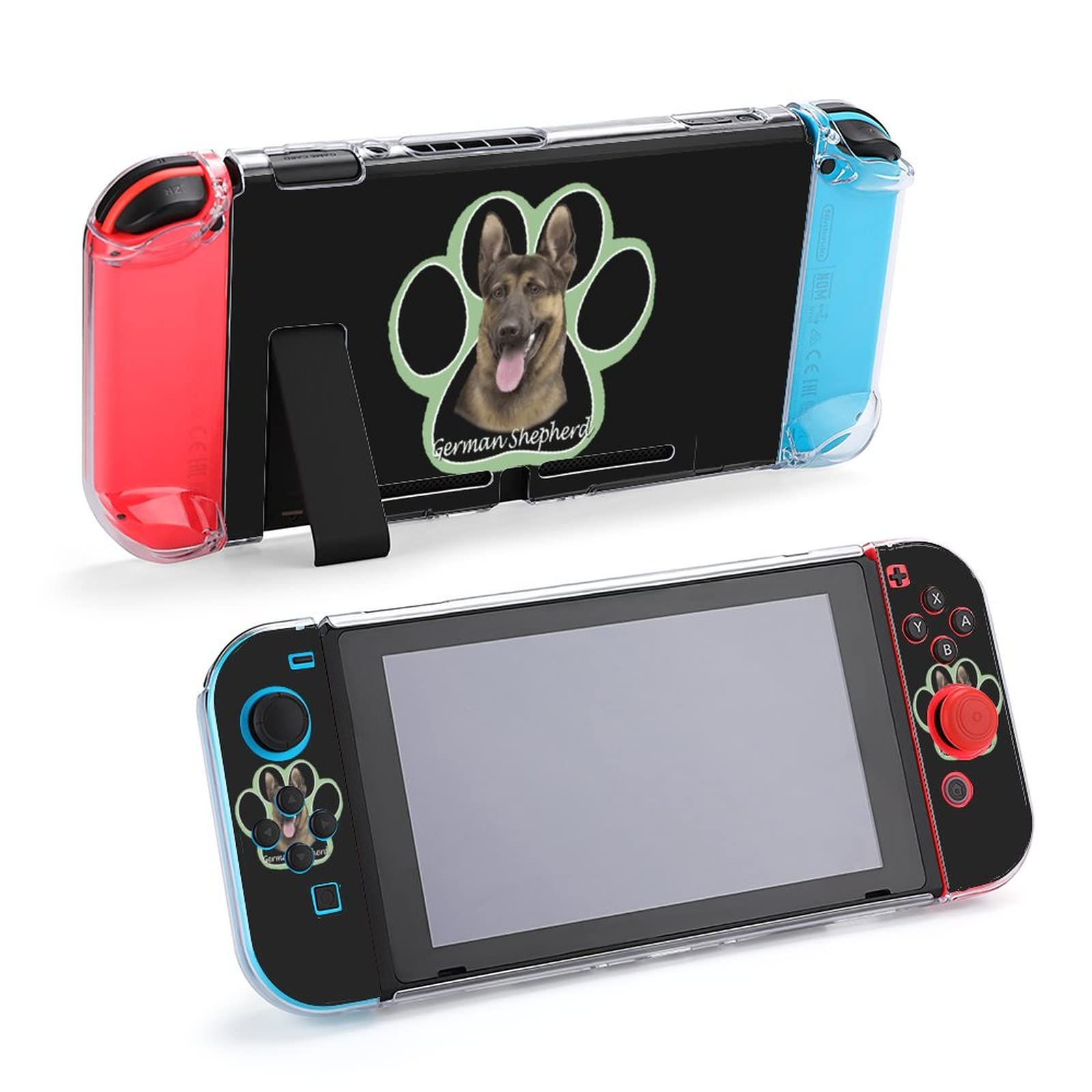 German Shepherd Dog Paw Protective Clear Case for Switch Game Controller Grip Cover Cute Printed