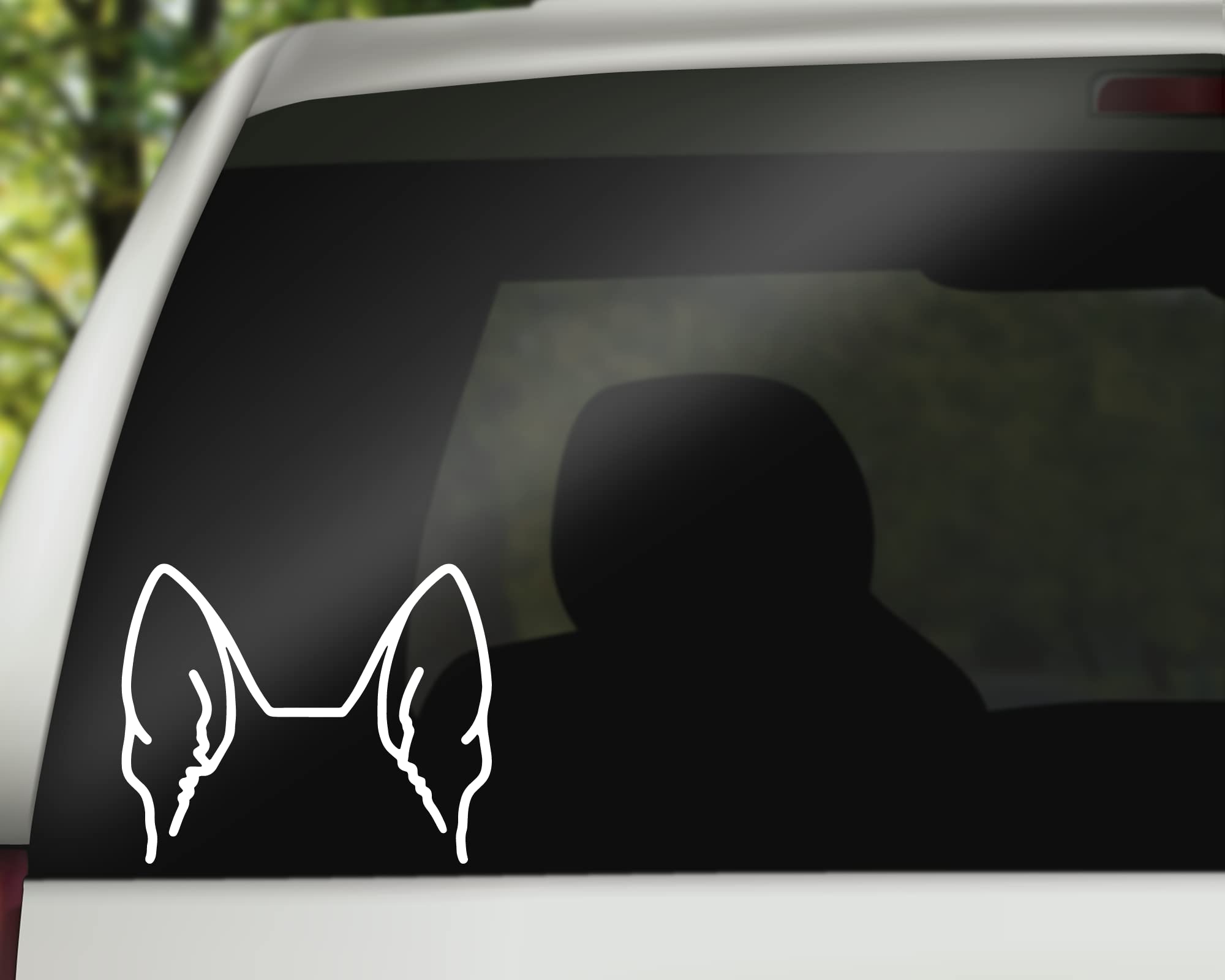 German Shepherd Ears Decal l German Shepherd Vinyl Decal | Car Decal Bumper Sticker Window Laptop Tumbler Decal | 5.5" x 4.5" Size White | Made in USA