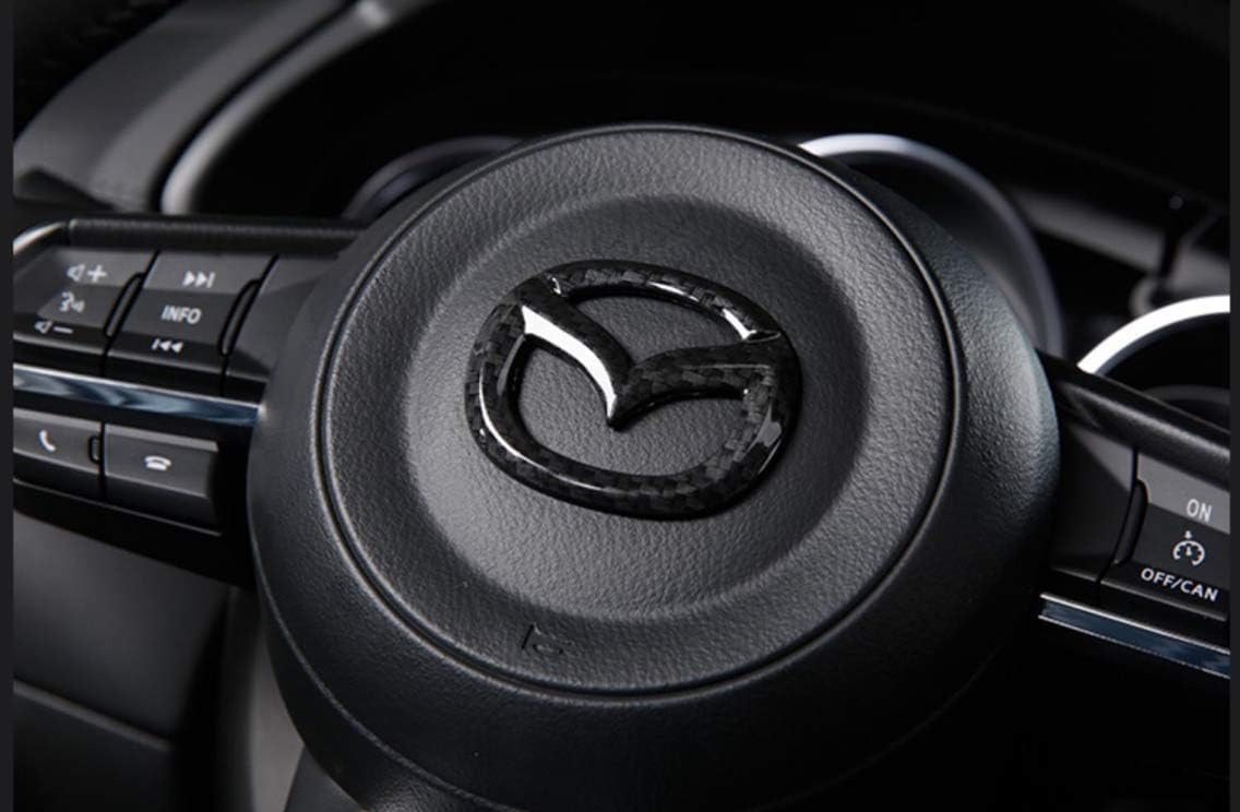 MAXDOOL Red Steering Wheel Cover Sticker Sequins Frame Trim for Mazda 3 6 CX-3 CX-5 CX-9 Interior Accessories(Carbon Fiber)