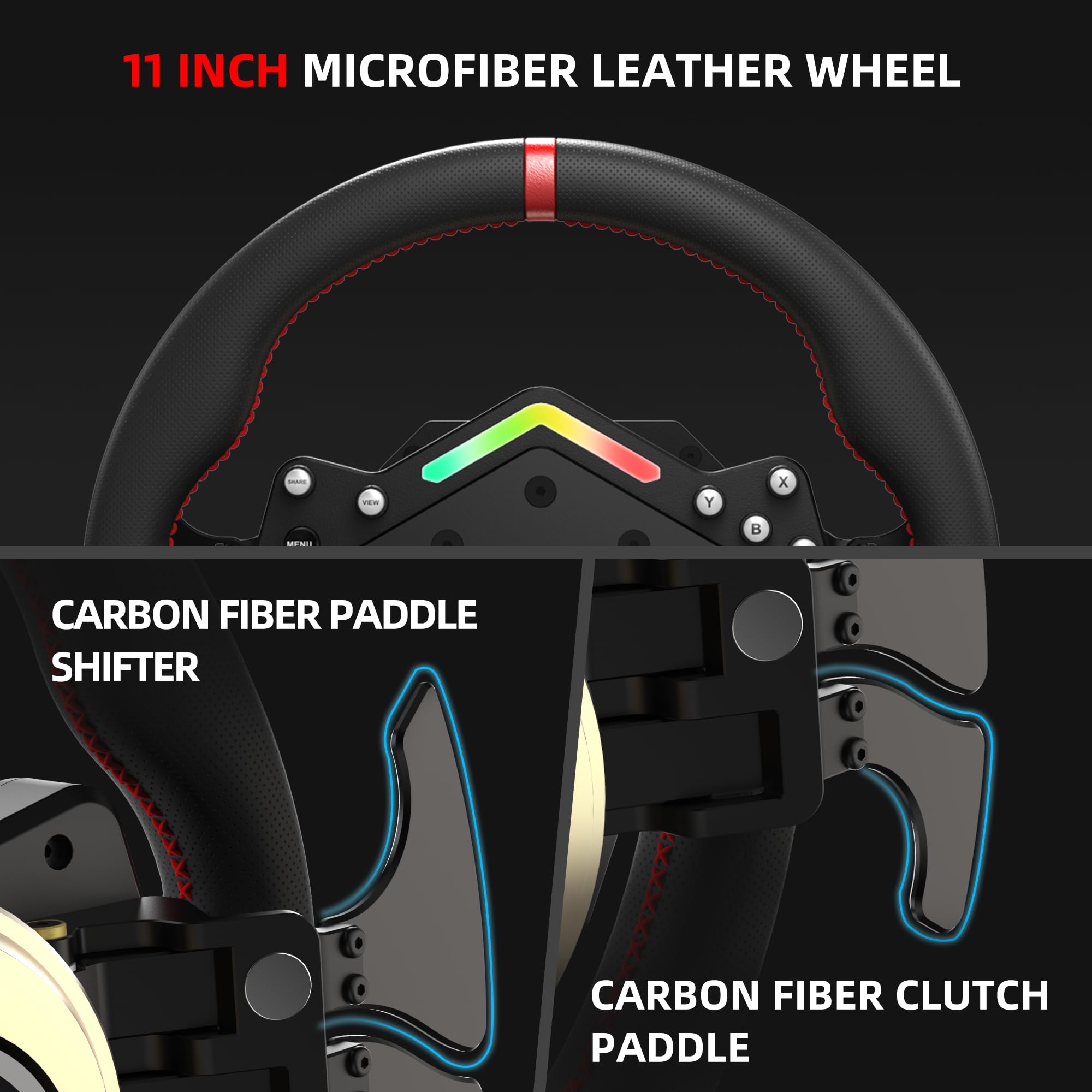 PXN V12 Lite Direct Drive Racing Wheel and Pedal, 4-Metal Paddle Shifter, Quick Release, Driving Force Leather Steering Wheel Compatible with PC, PS4, Xbox one, Xbox series s/x