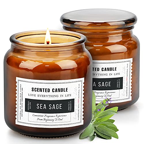 2 Pack Candles Gifts for Women, 31 Oz Sage Candles for Home Scented Soy Wax Large Jar Aromatherapy Candles for Cleansing House, Ideal Birthday and Mother's Day Gifts for Mom, Wife, Girlfriend, Sister