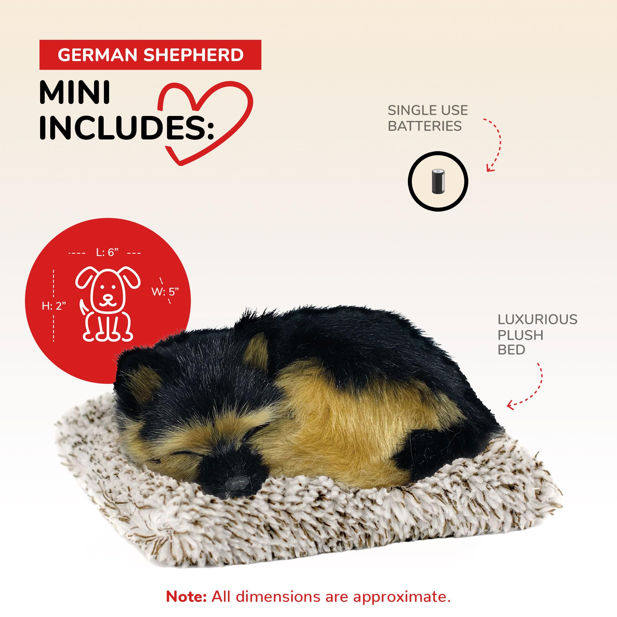 Perfect Petzzz Minis Baby German Shepherd, Realistic, Life-Like Stuffed Interactive Plush Toy, Electronic Pets, Companion Pet Puppy with 100% Handcrafted Synthetic Fur