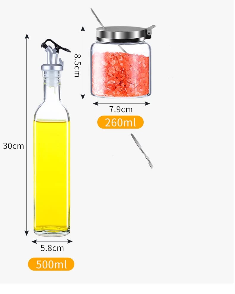 ygqzm Glass Spice Container Salt and Pepper Shakers Spray Oil Bottle Spice Rack Organizer