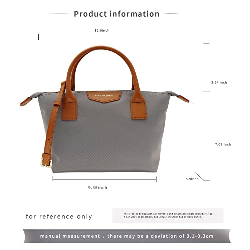 Women Lightweight Waterproof Nylon Handbag Shoulder Totes Crossbody Bag,Leather Shoulder Handbags And Travel Work Purse (Light grey)