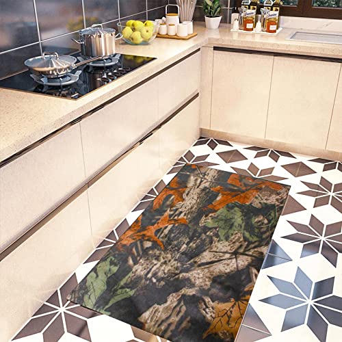 Oueoty Camo Area Rug 2x3ft/24x36in/60x90cm,Leaves Camouflage Area Rug Mat for Living Dining Dorm Room Bedroom Home Decorative