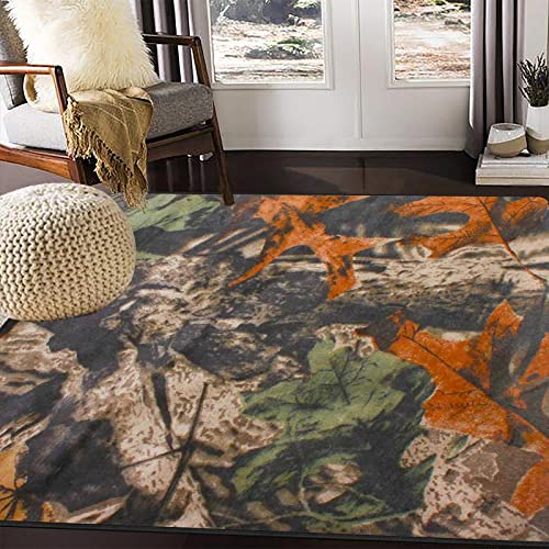 Oueoty Camo Area Rug 2x3ft/24x36in/60x90cm,Leaves Camouflage Area Rug Mat for Living Dining Dorm Room Bedroom Home Decorative