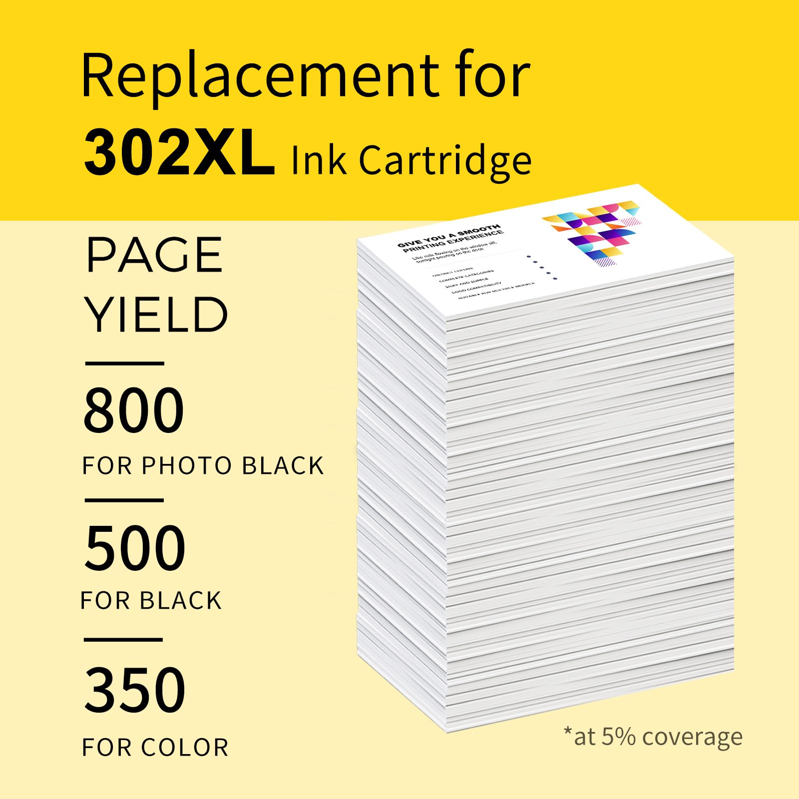 LemeroUexpect Remanufactured Ink Cartridge Replacement for Epson 302XL Ink Combo Pack 302 XL T302XL for Expression Premium XP-6000 XP-6100 Printer (Black Photo Black Cyan Magenta Yellow, 5-Pack)