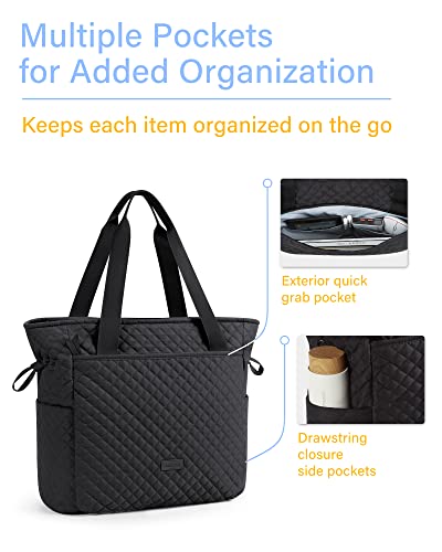 BAGSMART Quilted Tote Bag, Top Handle Handbags for Women, Shoulder Bag, Durable Carry Handles, Machine Washable, 25L Large Hobo Bag for Work, School, Travel