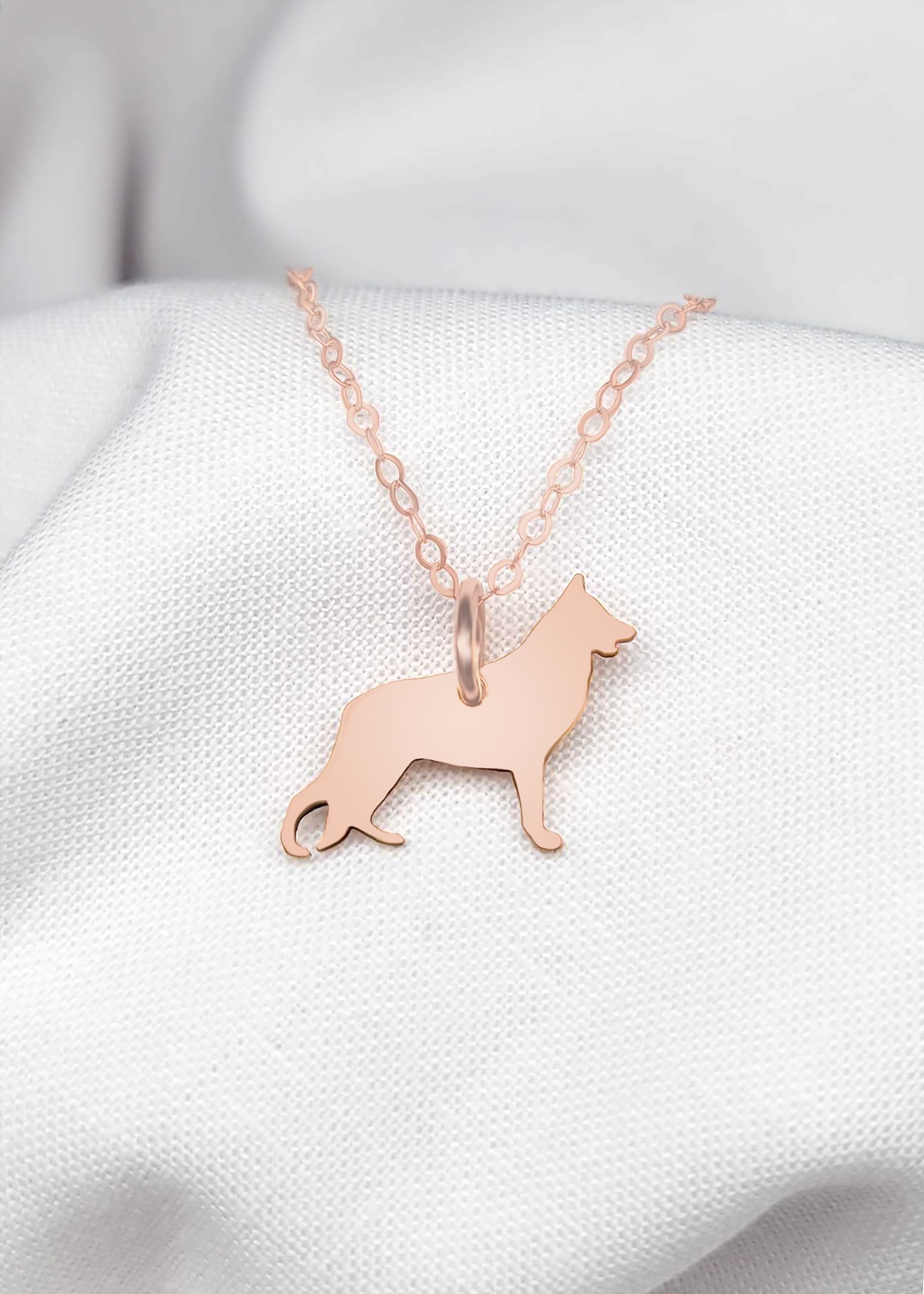 Sterling Silver 14k Gold/Rose Gold Necklace, Rottweiler, Great Dane, Pitbull, Border Collie, German Shepherd, Australian Shepherd, Doberman, Cocker Spaniel, Sterling Silver, No Gemstone