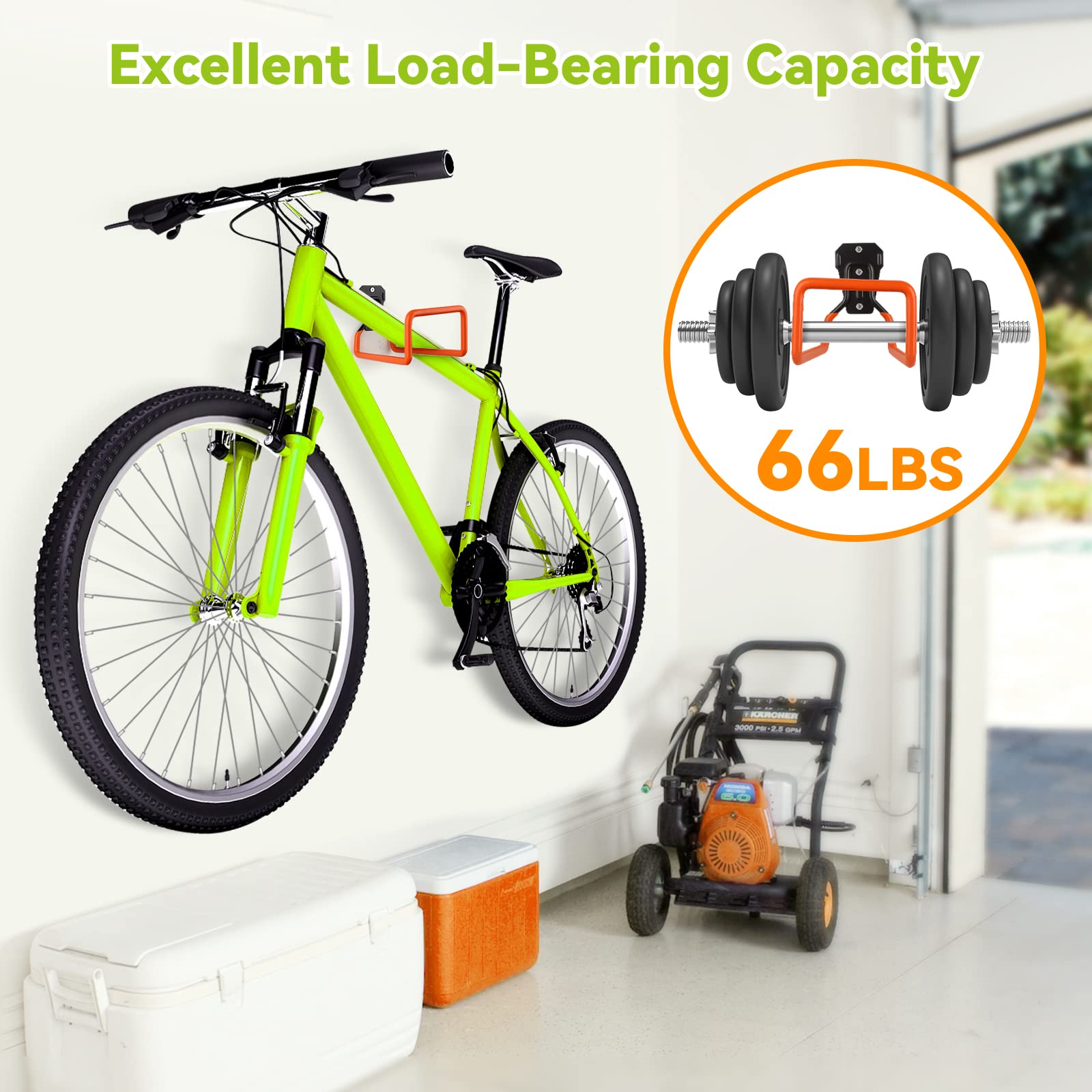 UPCERA Hose Holder Stand Wall Mount, 2Pcs Heavy Duty Garden Hose Hanger Reel, Metal Water Pipe Tube Hooks Rack for Outside Yard, Garage, Storage Organizer - Orange
