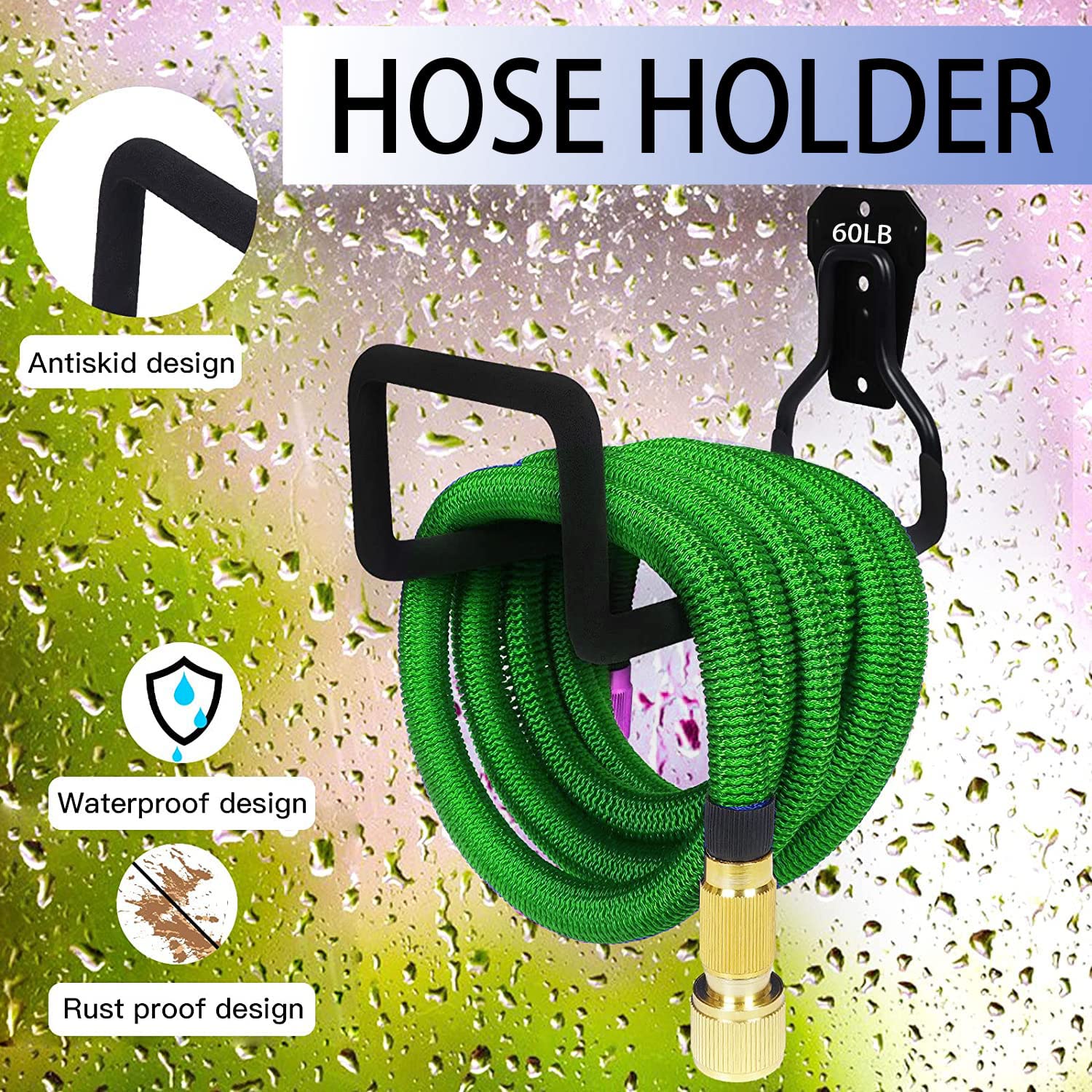 BEIIMPKLU Garden Hose Holder - Heavy Duty Hose Hanger Wall Mount, Water Hose Holder for Outside Yard, Metal Hose Hooks For Garden Hose, Extension Hose