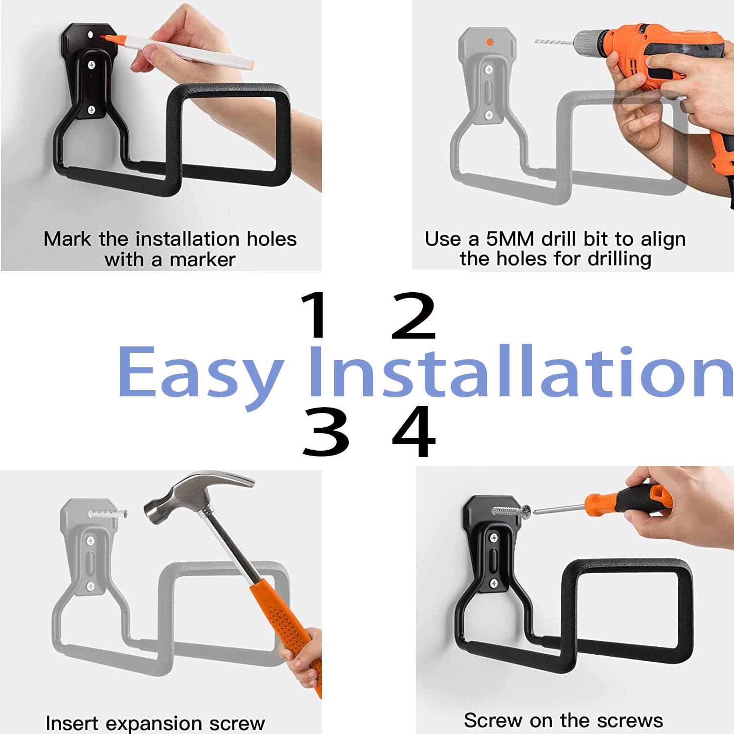 BEIIMPKLU Garden Hose Holder - Heavy Duty Hose Hanger Wall Mount, Water Hose Holder for Outside Yard, Metal Hose Hooks For Garden Hose, Extension Hose