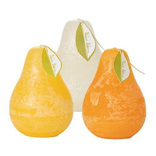 Sullivans Vance Kitira Pear Set of 3 Candles, Clean-Burning, Environmental-Friendly, Scentless, Real-Wax Candles, Home Décor, Hosting Décor