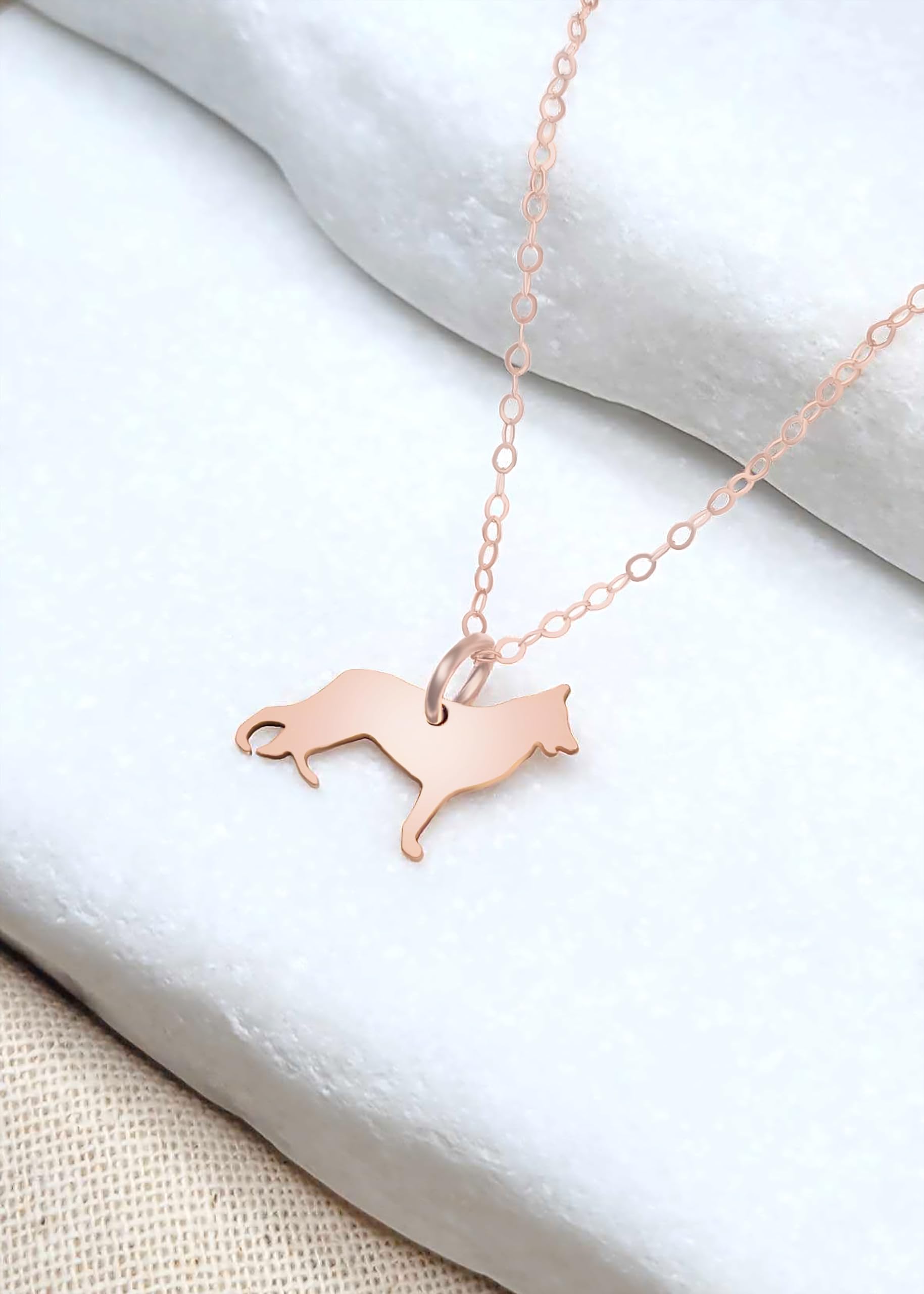 Sterling Silver 14k Gold/Rose Gold Necklace, Rottweiler, Great Dane, Pitbull, Border Collie, German Shepherd, Australian Shepherd, Doberman, Cocker Spaniel, Sterling Silver, No Gemstone
