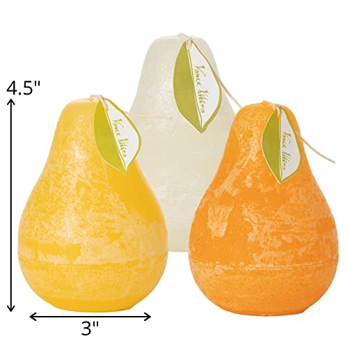 Sullivans Vance Kitira Pear Set of 3 Candles, Clean-Burning, Environmental-Friendly, Scentless, Real-Wax Candles, Home Décor, Hosting Décor
